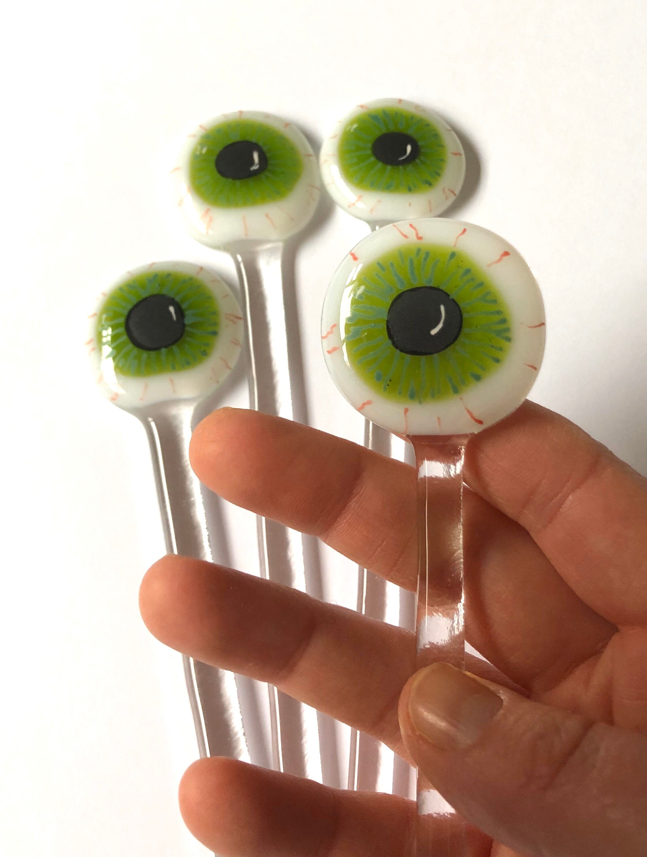 Fused Glass Eye Ball Halloween Drink Stirrer, Fused Glass Swizzle Stick ...