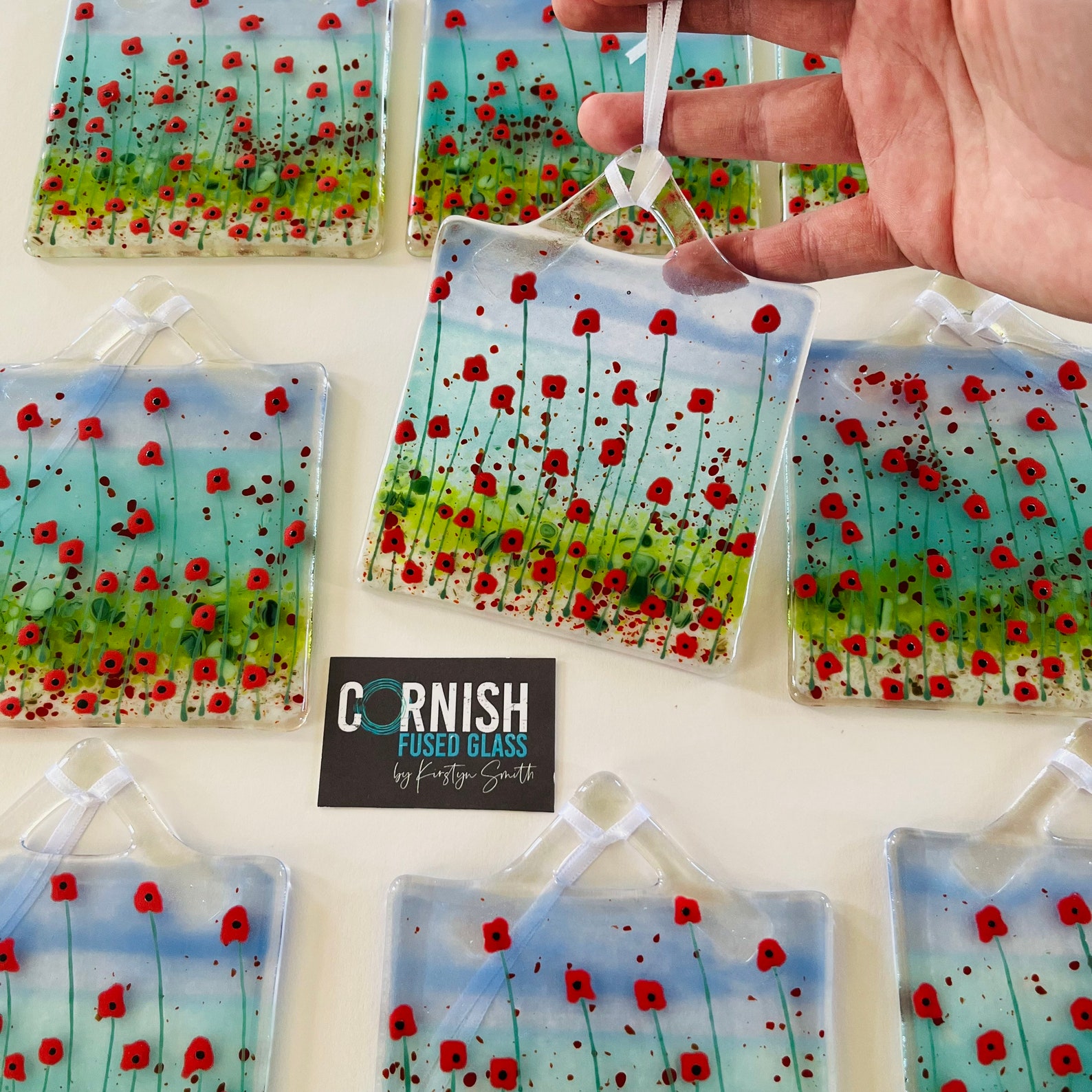 Fused Glass Poppy Art Coastal Sun Catcher Cornish Fused - Etsy