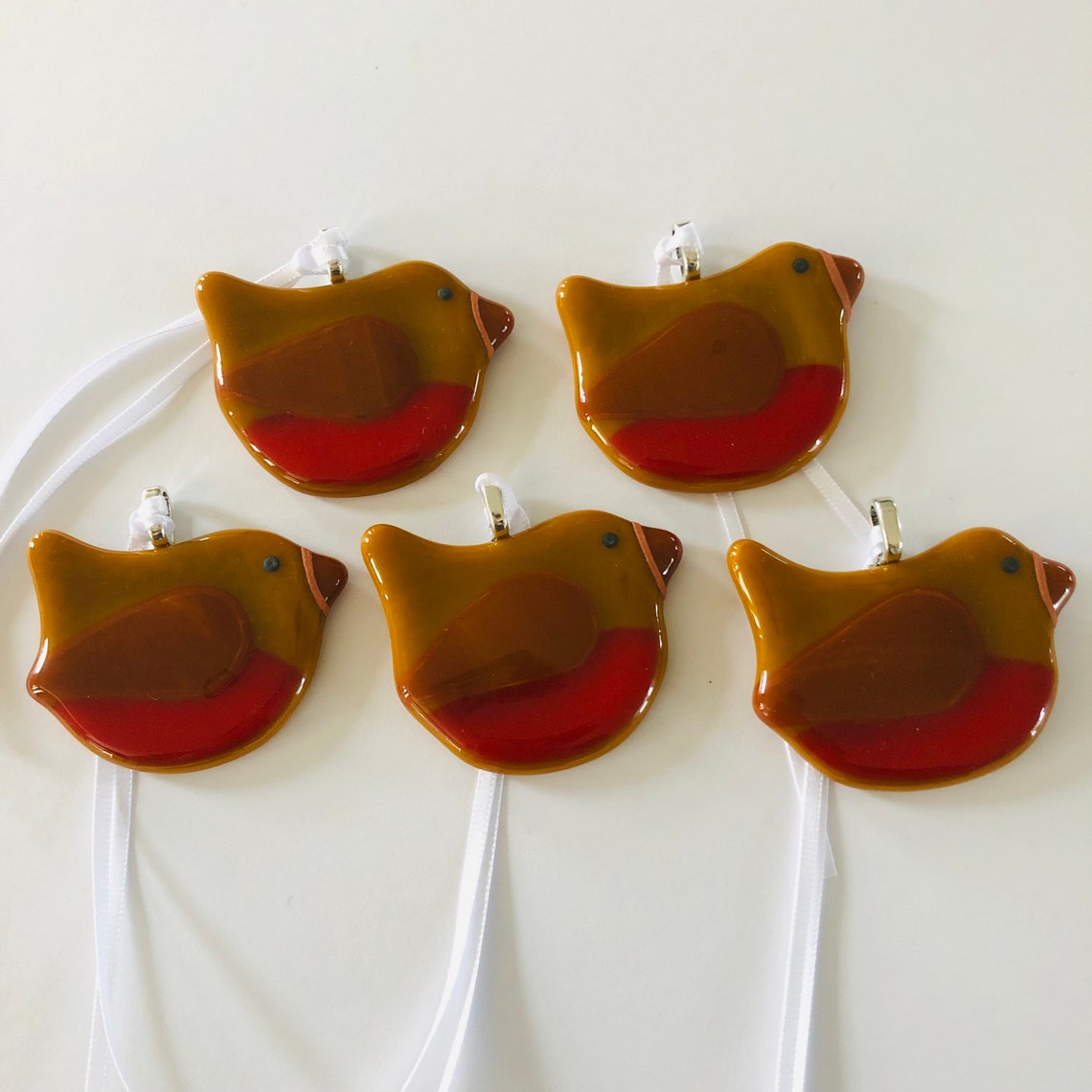 Fused Glass Robin Fused Glass Robin Christmas Tree Ornament | Etsy