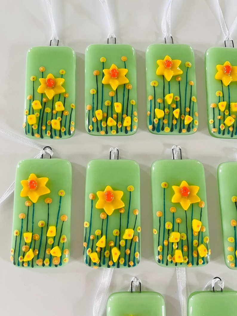 Fused Glass Daffodil Hanger, Cornish Glass Art - Etsy