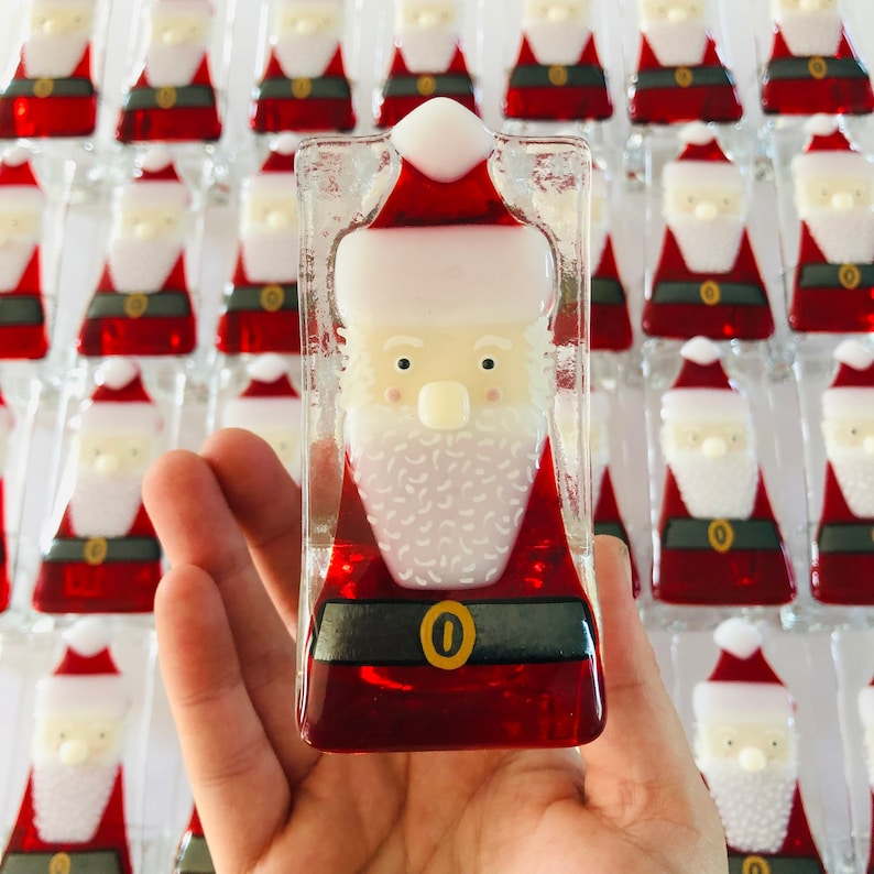 Fused Glass Santa Decoration Fused Glass Christmas - Etsy