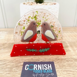 Fused Glass Robin Candle Holder - Etsy UK