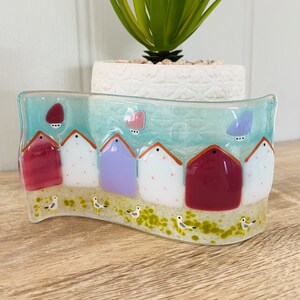 Fused Glass Art, Fused Glass Beach Hut Wave, Cornish Fused Glass - Etsy