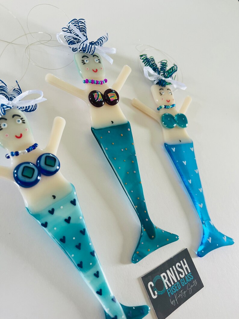 Fused Glass Mermaid Decoration - Fused Glass, Fused Glass Art, Cornish ...
