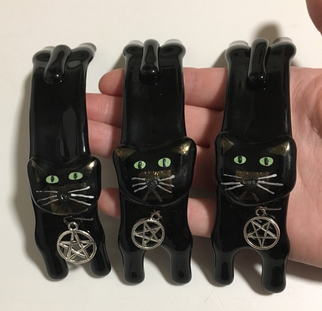 SALE - Fused Glass Art - Fused Glass Halloween Black Cat Ornament ...