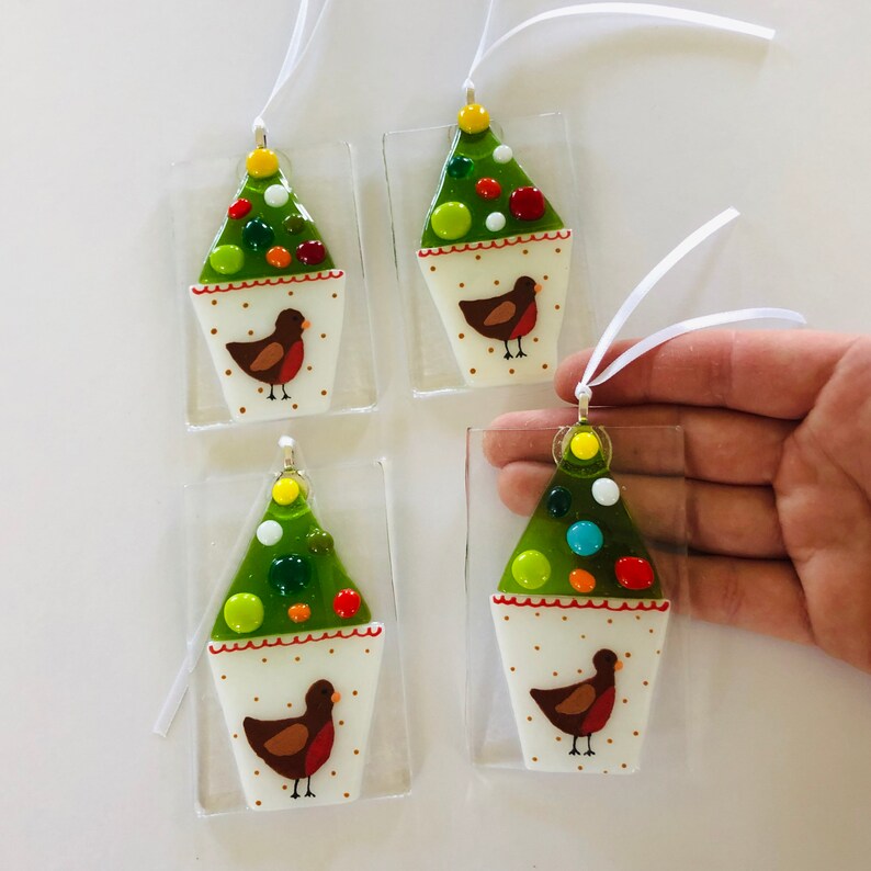 Fused Glass Christmas Tree Decoration cornish fused glass | Etsy