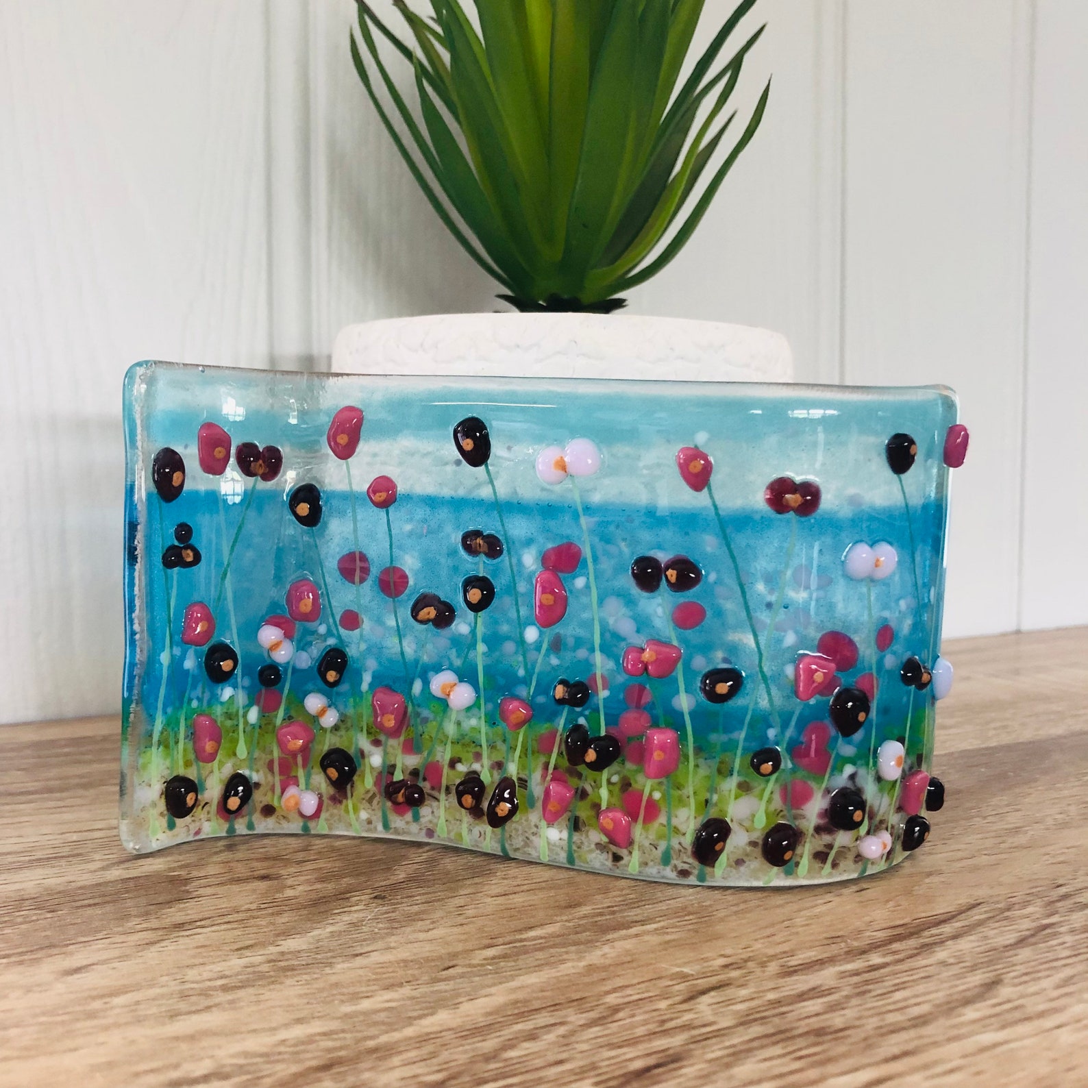 Fused Glass Cornish Thrift Coastal Floral Wave Cornish Fused - Etsy