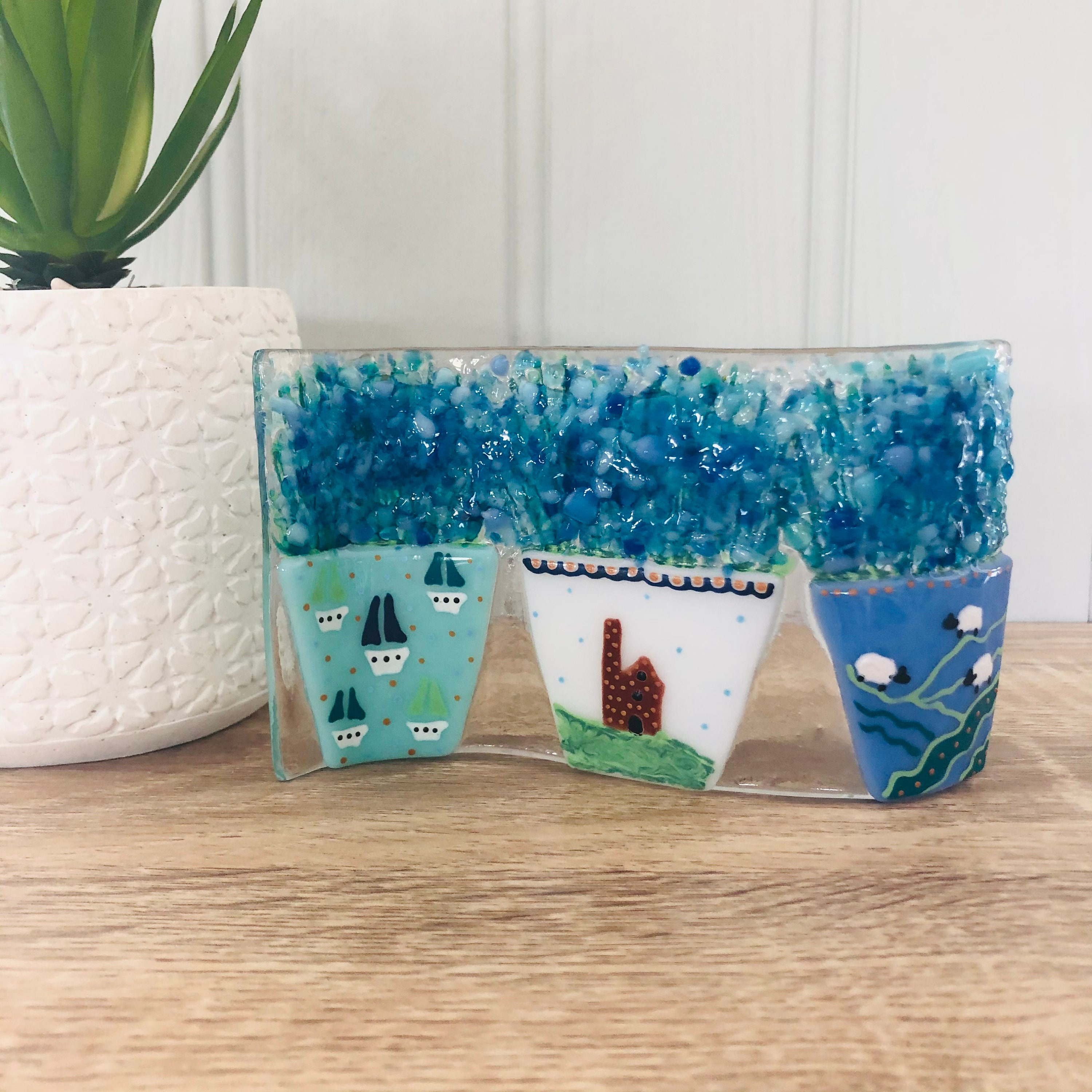 Fused Glass Cornish Art Freestanding Wave Fused Glass | Etsy