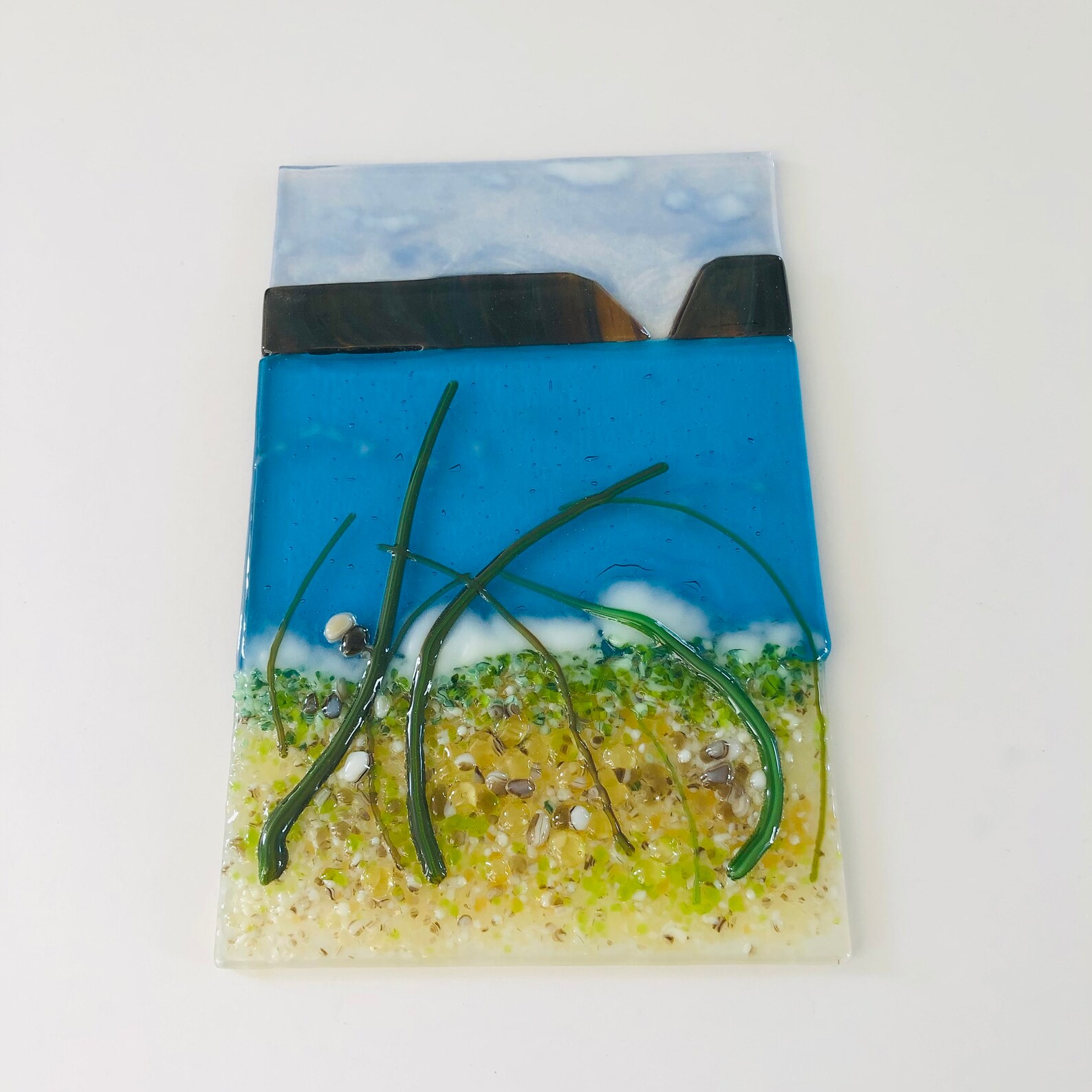 Fused Glass Cornish Coast Freestanding Panel, Fused Glass Art, Cornish ...