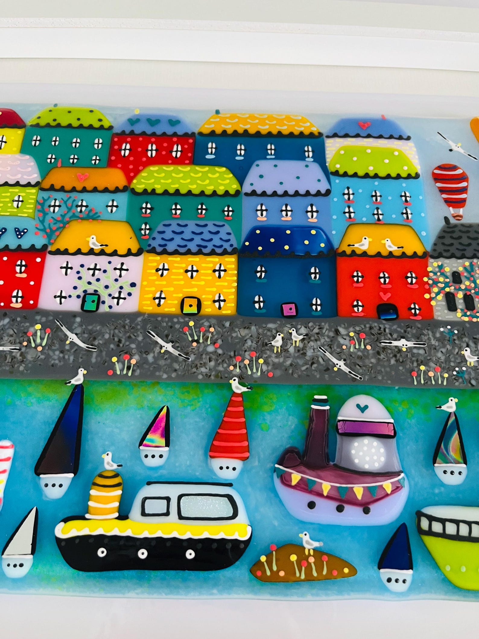 Reserved - Porthleven Cornish Seaside Harbour Fused Glass Art, Cornish ...