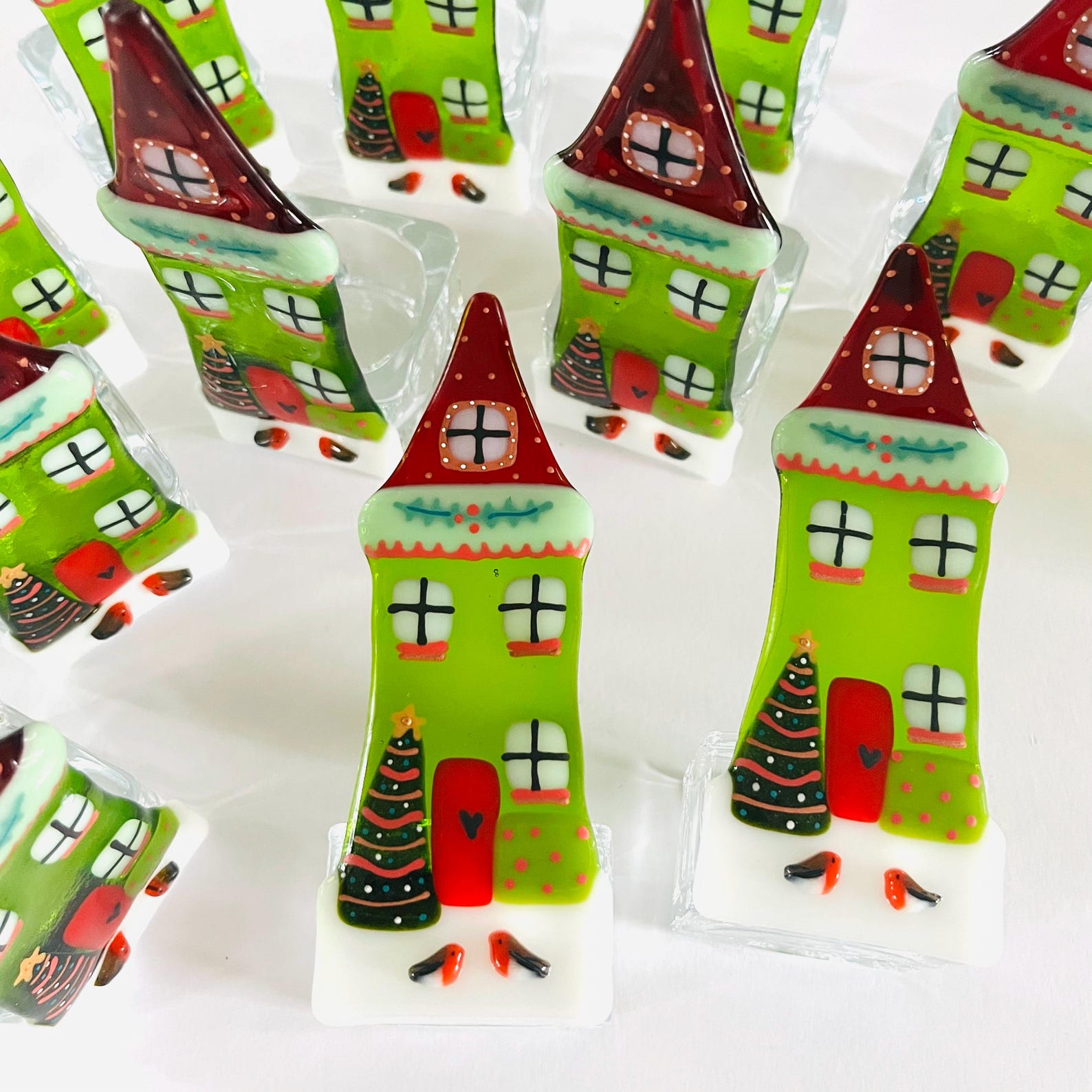 Cute Christmas Robin Fused Glass T-light Decoration, Christmas ...