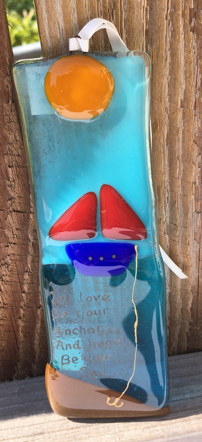 Fused Glass Art Fused Glass Boats and Beach Huts Coastal - Etsy