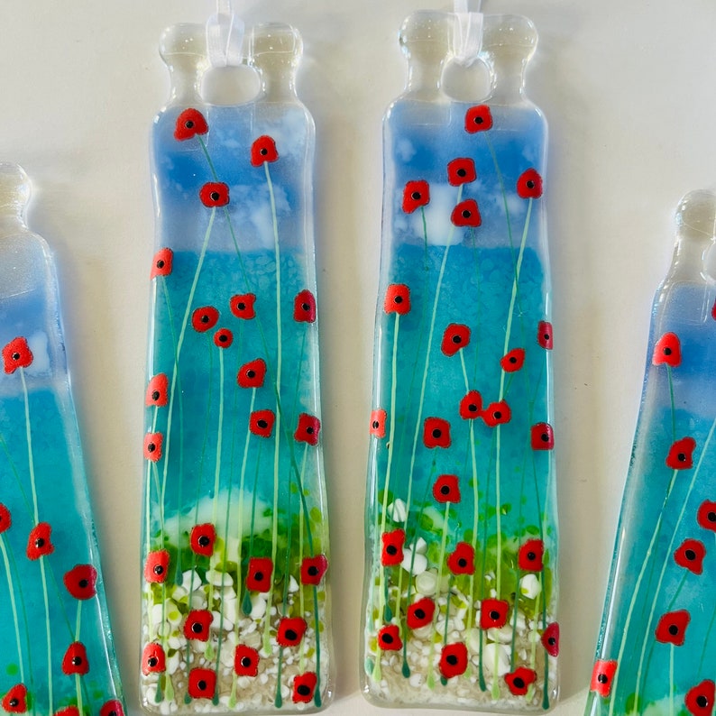 Fused Glass Coastal Poppy Sun Catcher Glass Decoration - Etsy
