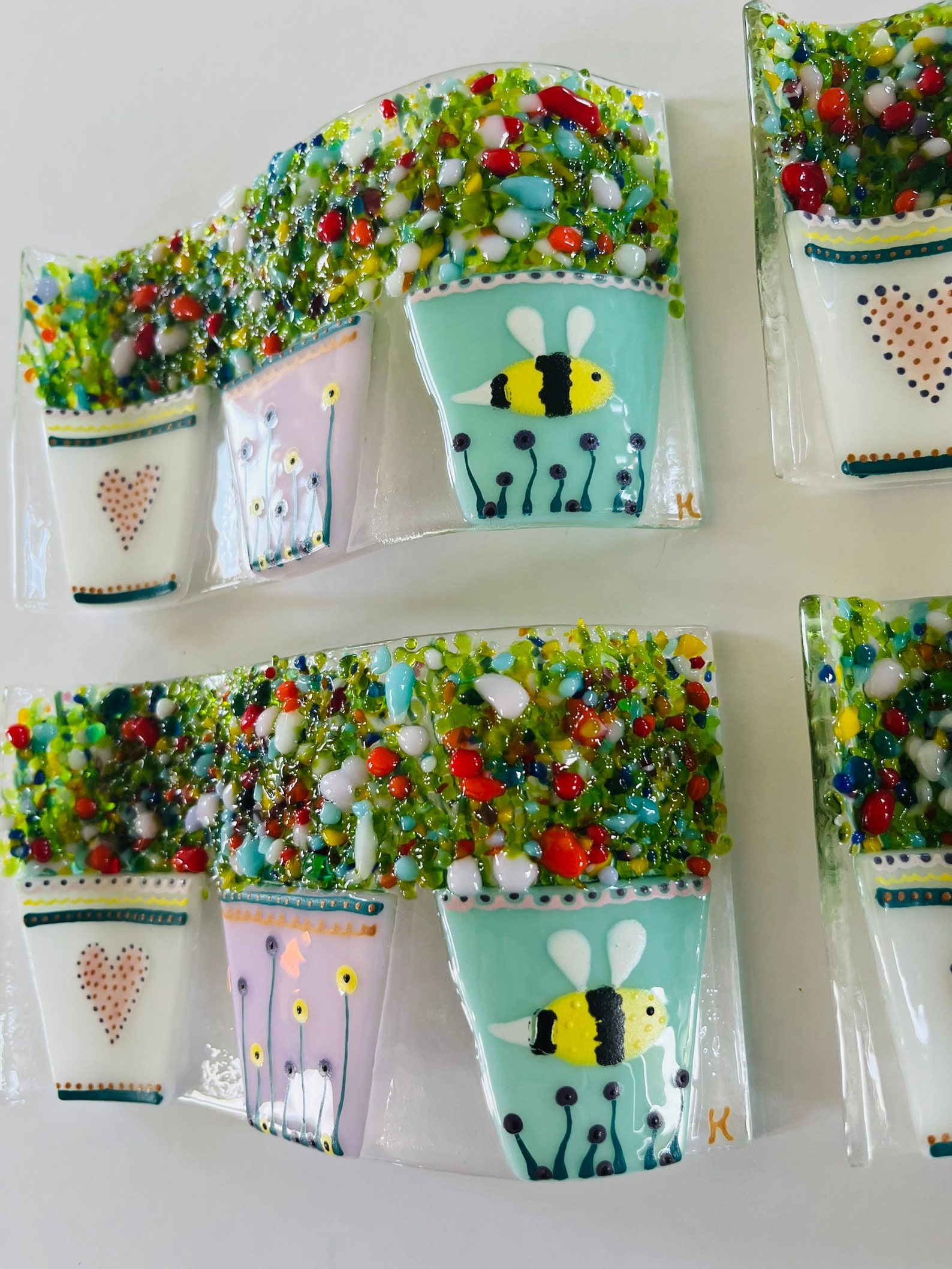 Fused Glass Flowers Art Freestanding Wave - Fused Glass, Cornish Fused ...