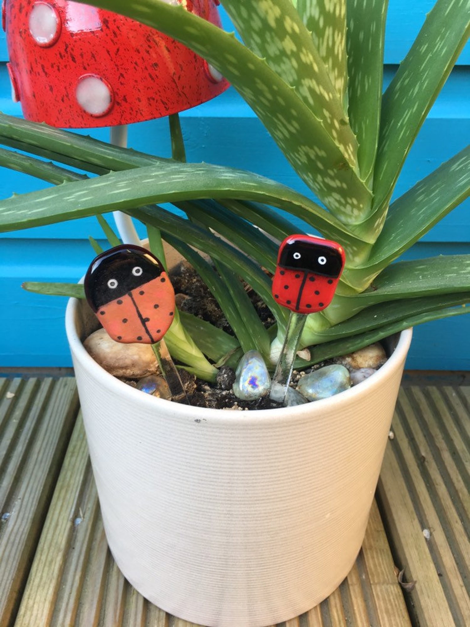 Fused Glass Ladybug Garden Decoration Fused Glass Plant - Etsy