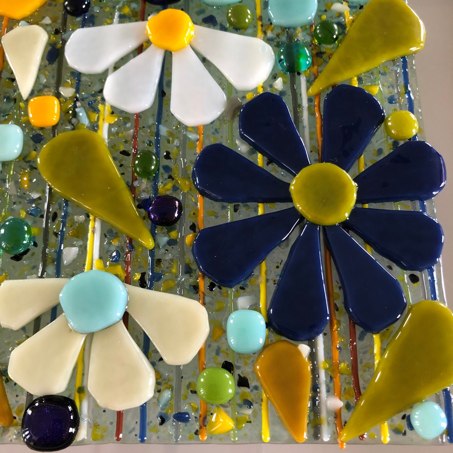Fused Glass Flowers Summer Art - Fused Glass, Cornish Fused Glass ...