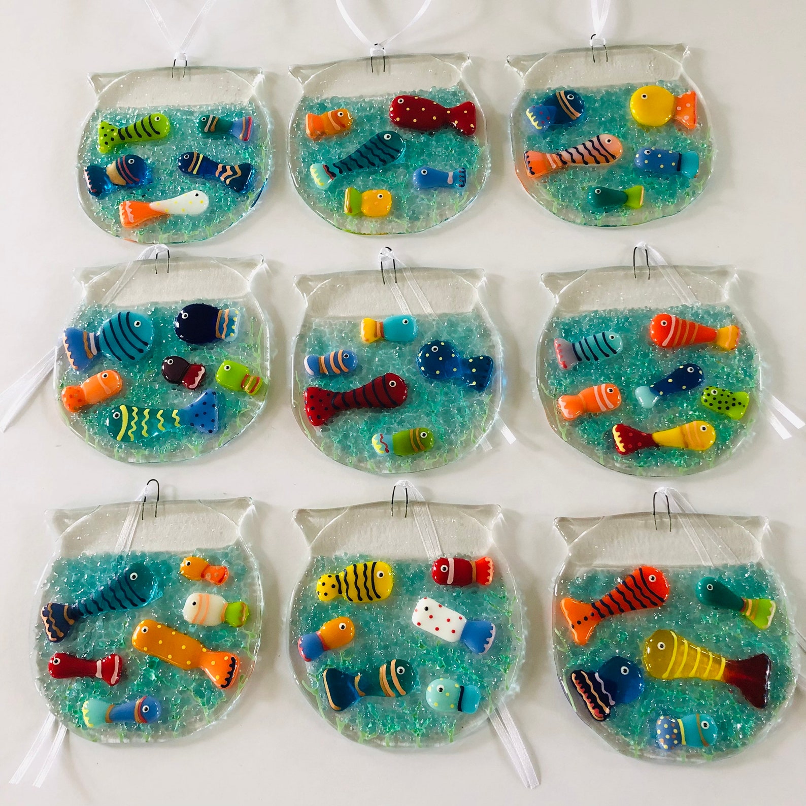 Fused Glass Fused Glass Fish Wall Art Sun Catchers Fused - Etsy