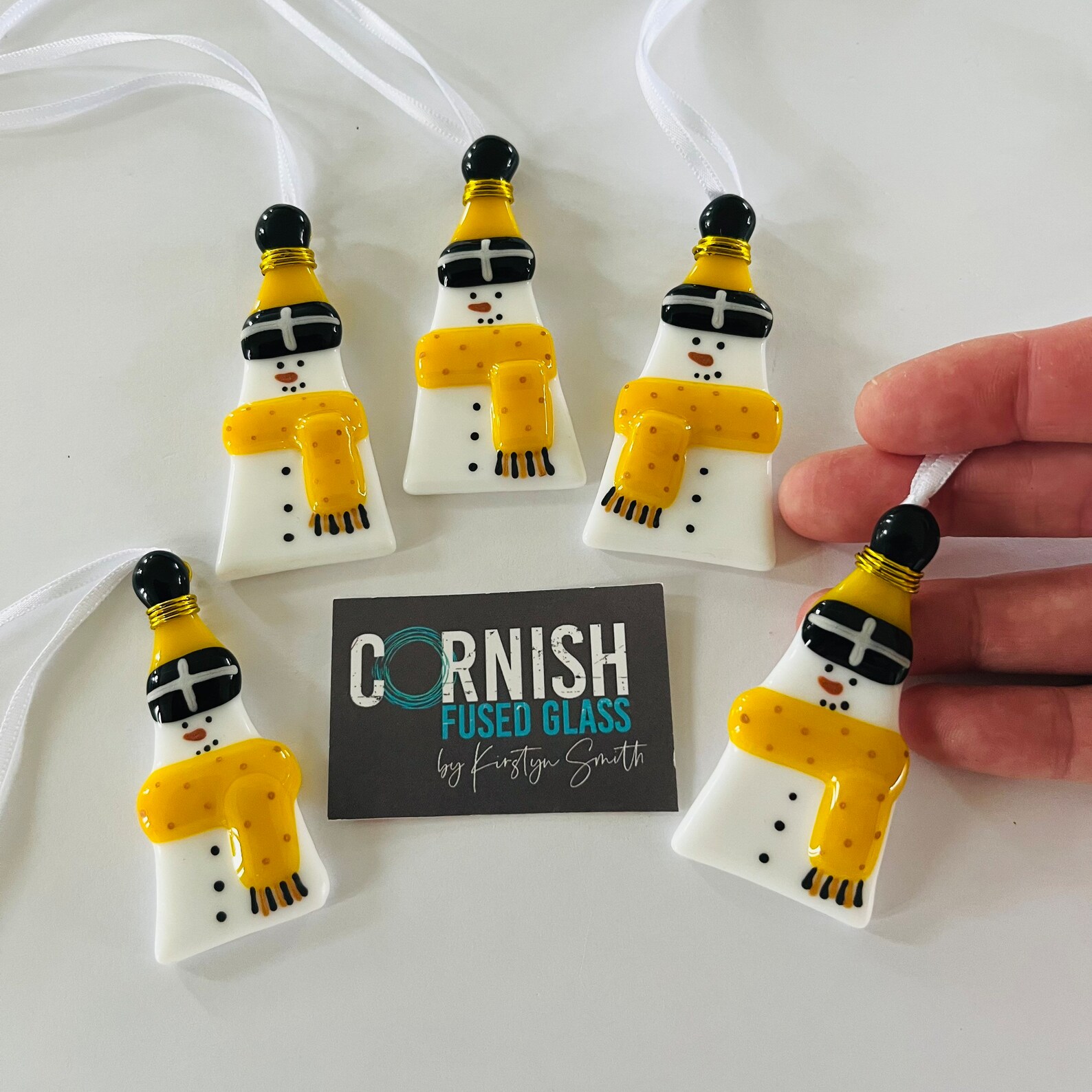 Fused Glass Cornish Christmas Decoration Box Set Fused Glass - Etsy