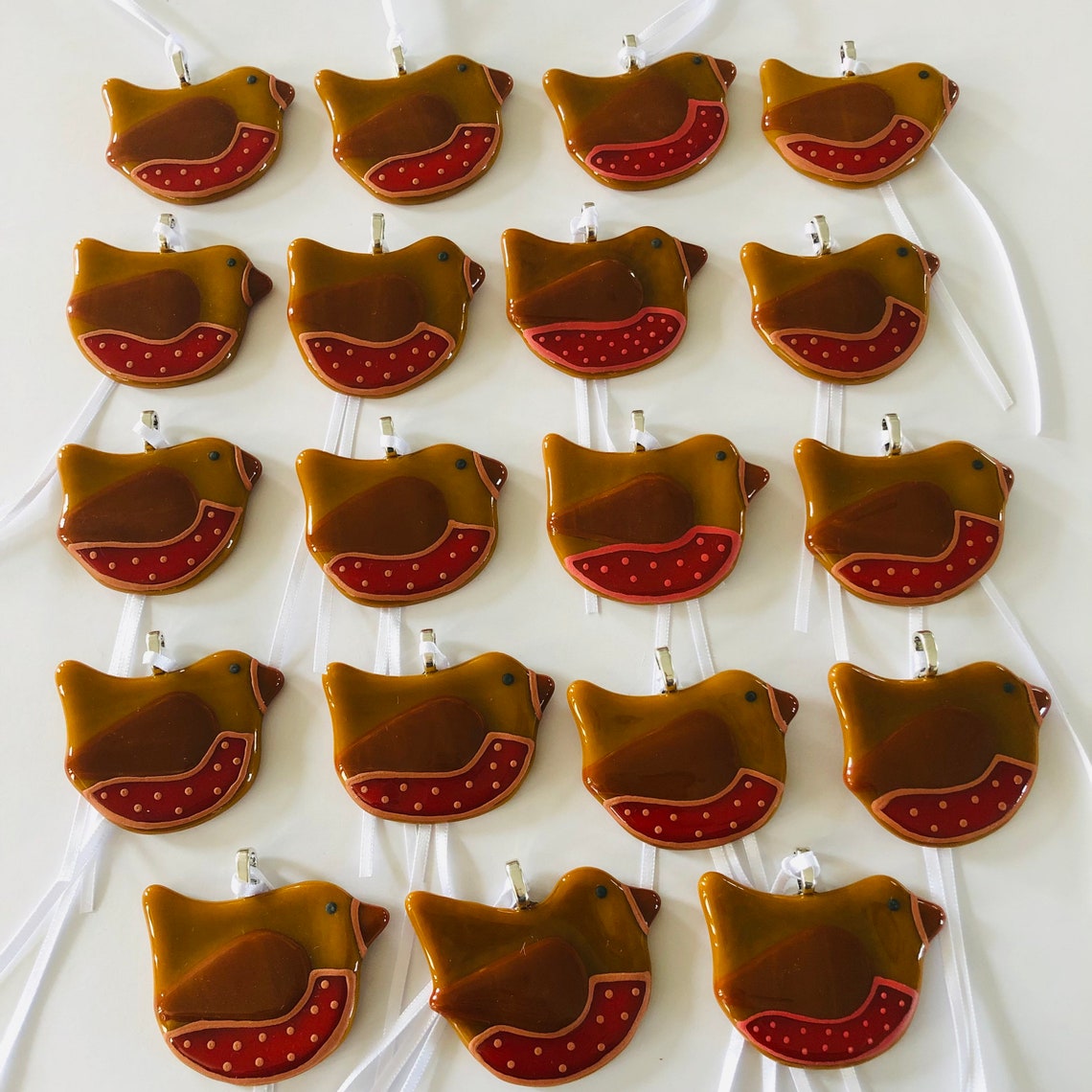 Fused Glass Robin Fused Glass Robin Christmas Tree Ornament | Etsy