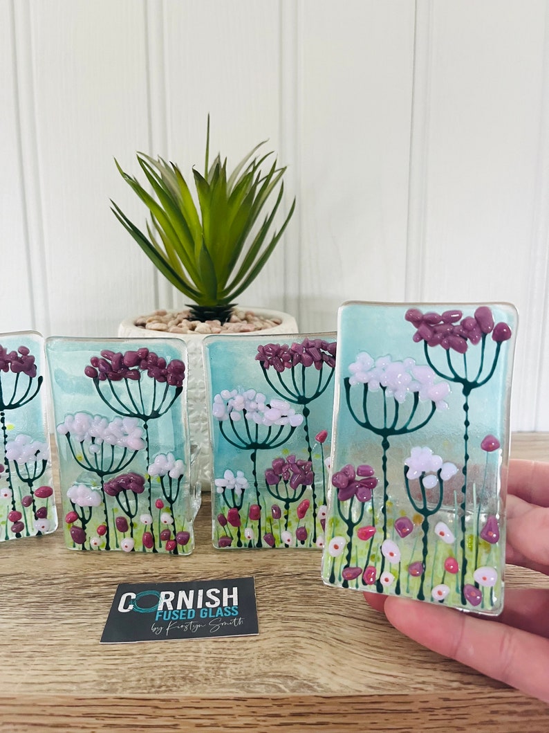 Fused Glass Whimsical Wild Flower Candle Holder, Cornish Fused Glass ...