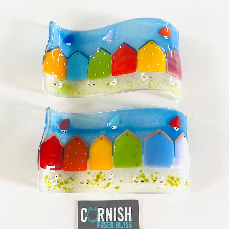 Fused Glass Art, Fused Glass Beach Hut Wave, Cornish Fused Glass - Etsy