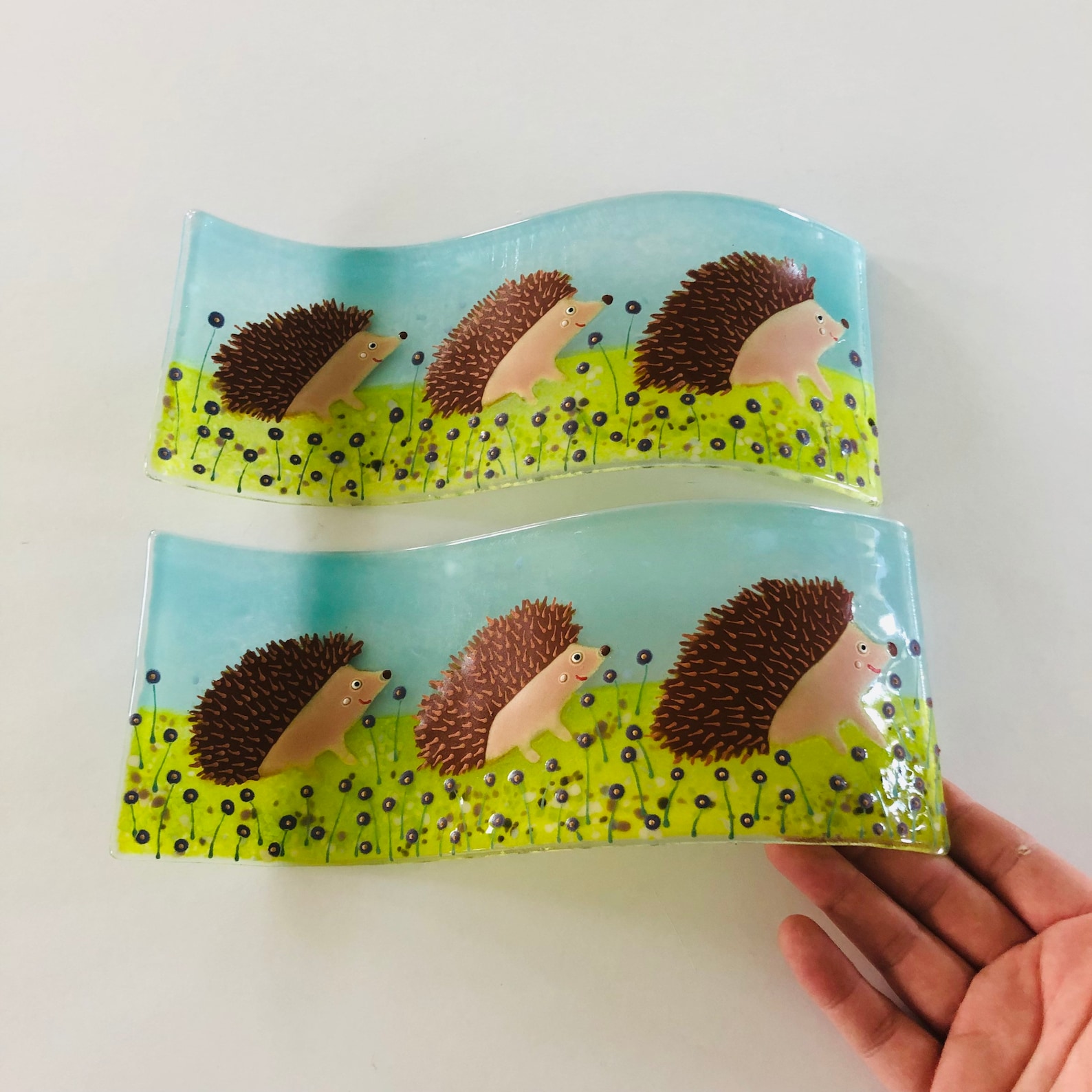Fused Glass Hedgehog Art Wave - Hedgehog Lover Gift, Cornish Fused ...