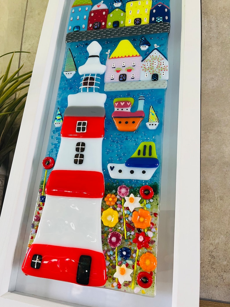Fused Glass Plymouth Smeatons Lighthouse Inspired Framed Wall Art ...