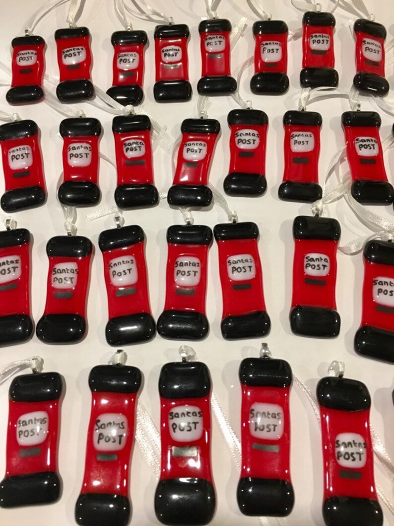 Fused Glass Christmas Decoration fused Glass Post Box Tree | Etsy