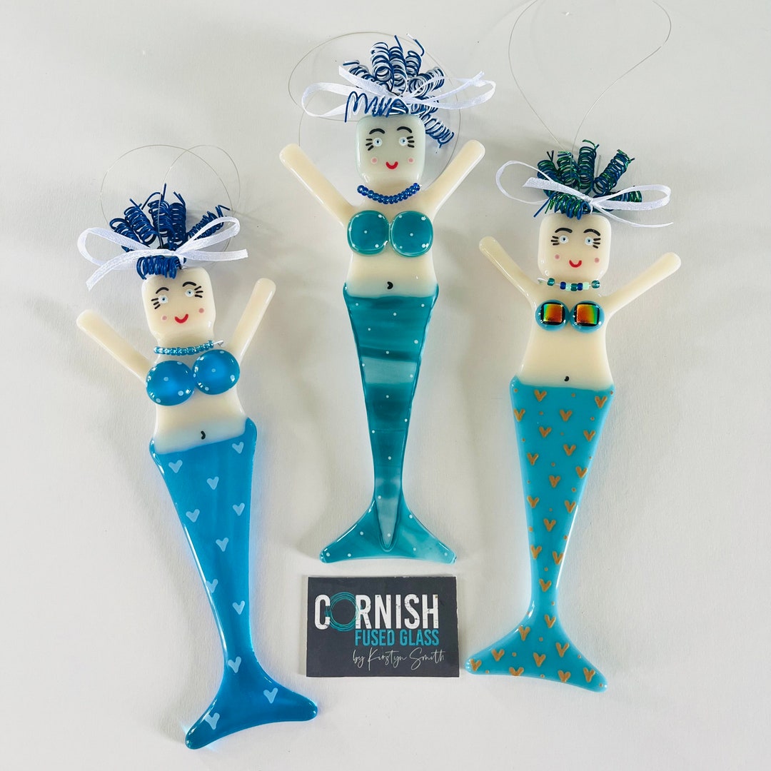 Fused Glass Mermaid Decoration - Fused Glass, Fused Glass Art, Cornish ...