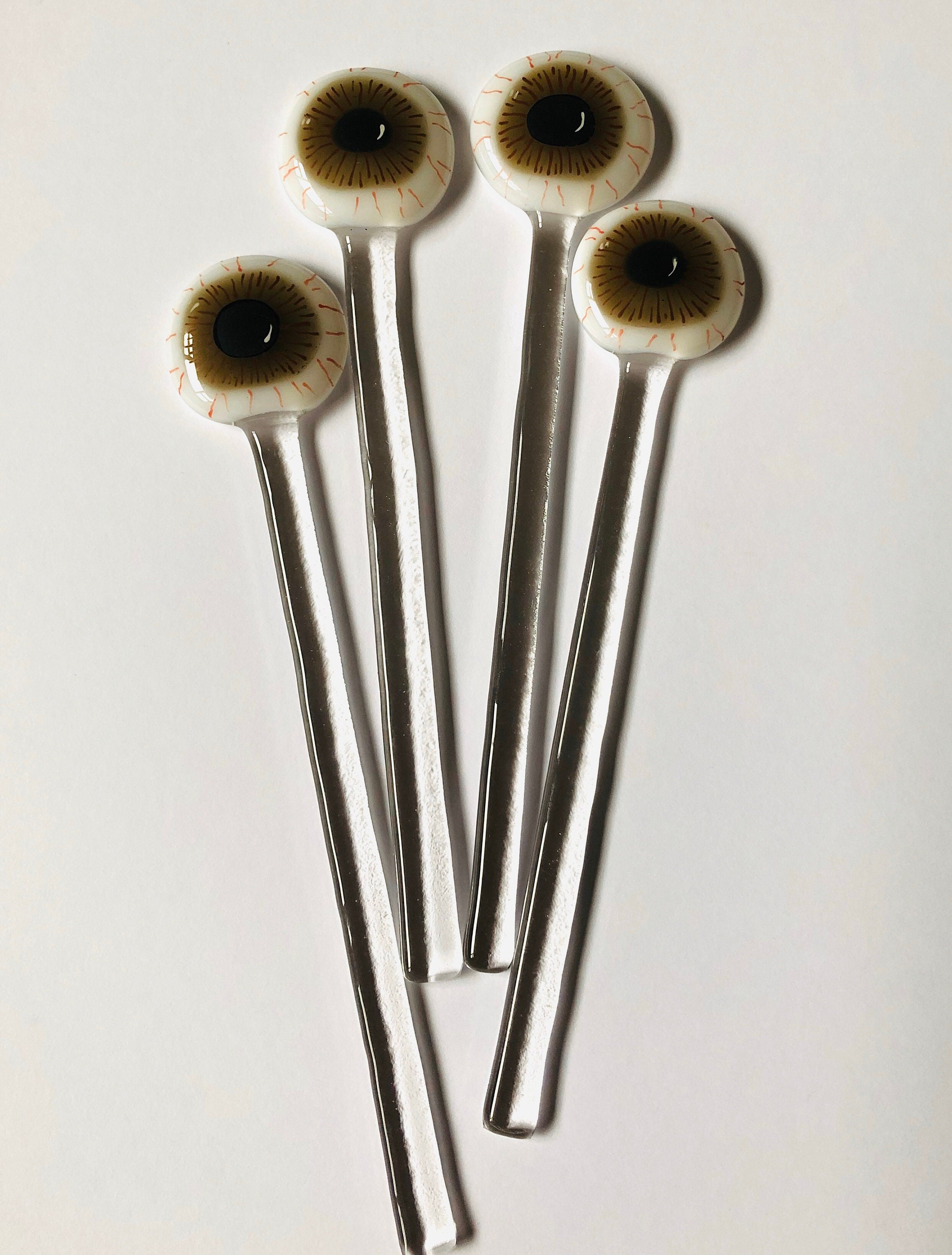 Fused Glass Eye Ball Halloween Drink Stirrer, Fused Glass Swizzle Stick ...