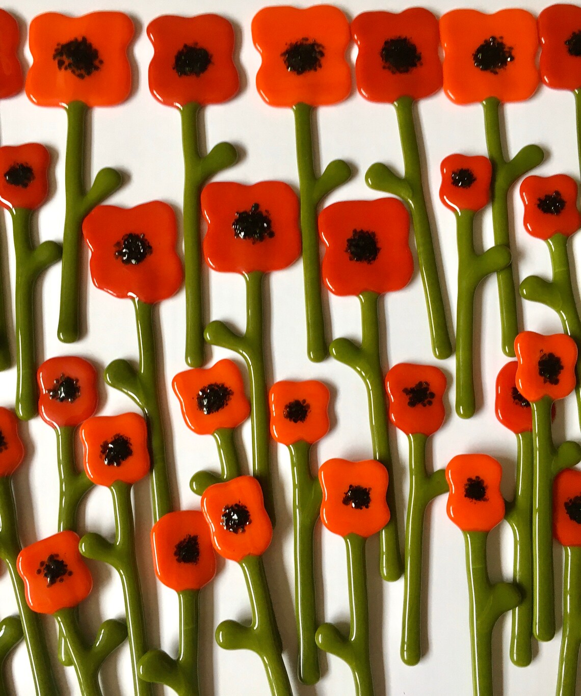 Fused Glass Remembrance Day Poppy Garden Decoration Fused | Etsy
