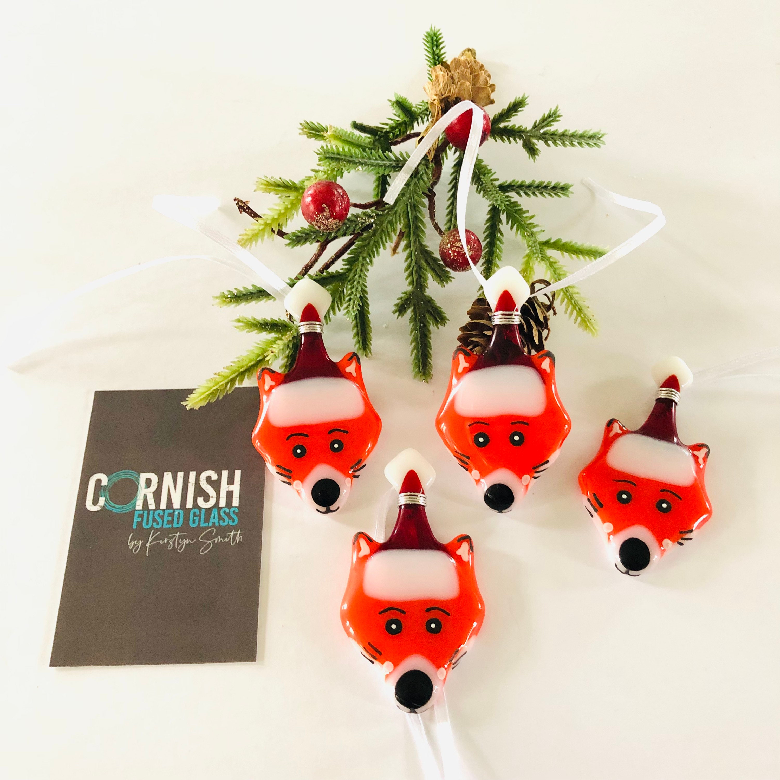 Fused Glass Christmas Fox Decoration, Tree Decoration, Christmas ...