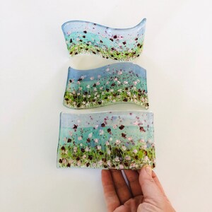 Fused Glass Cornish Thrift Coastal Floral Wave, Cornish Fused Glass ...