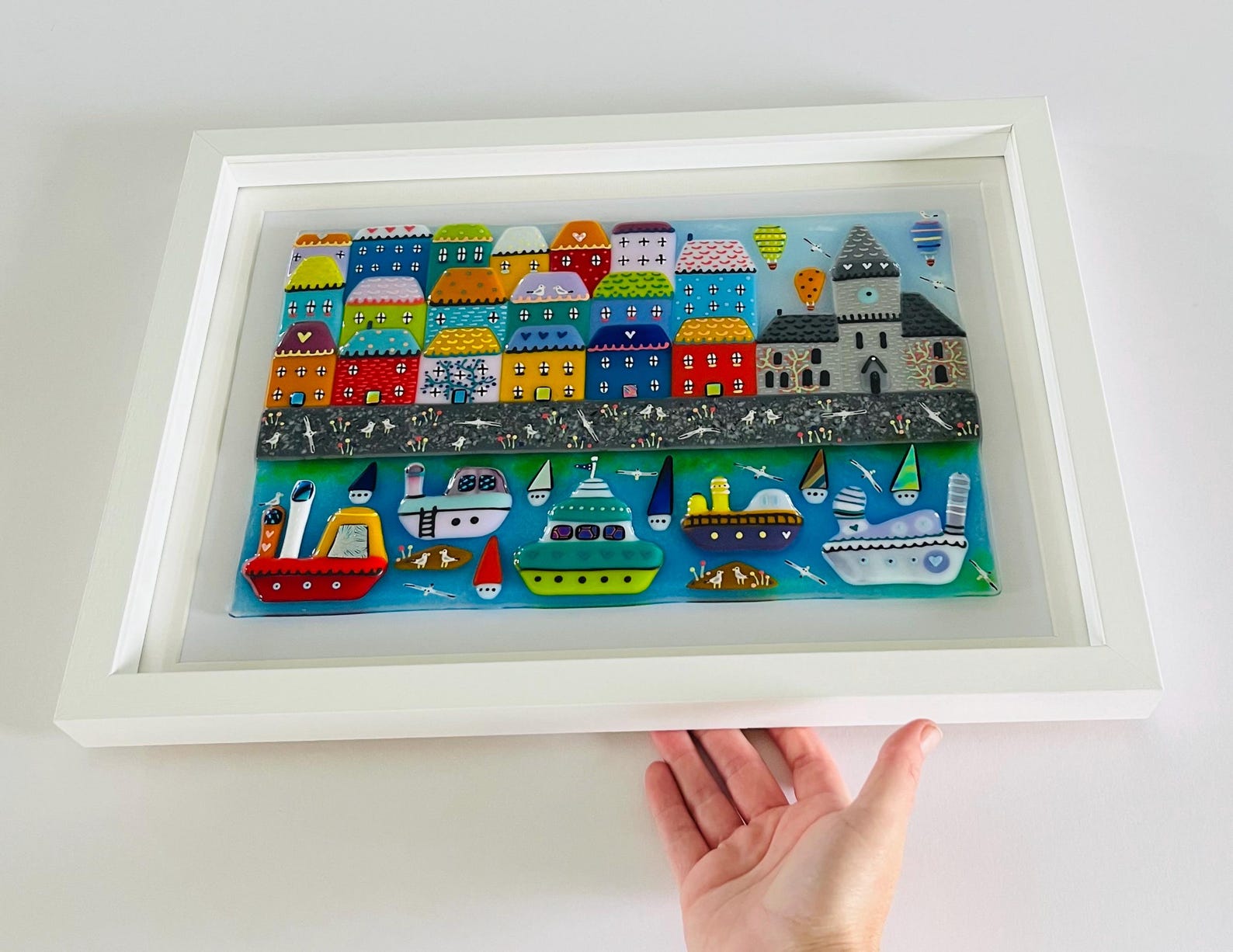 Porthleven Cornish Seaside Harbour Fused Glass Art, Cornish Fused Glass ...