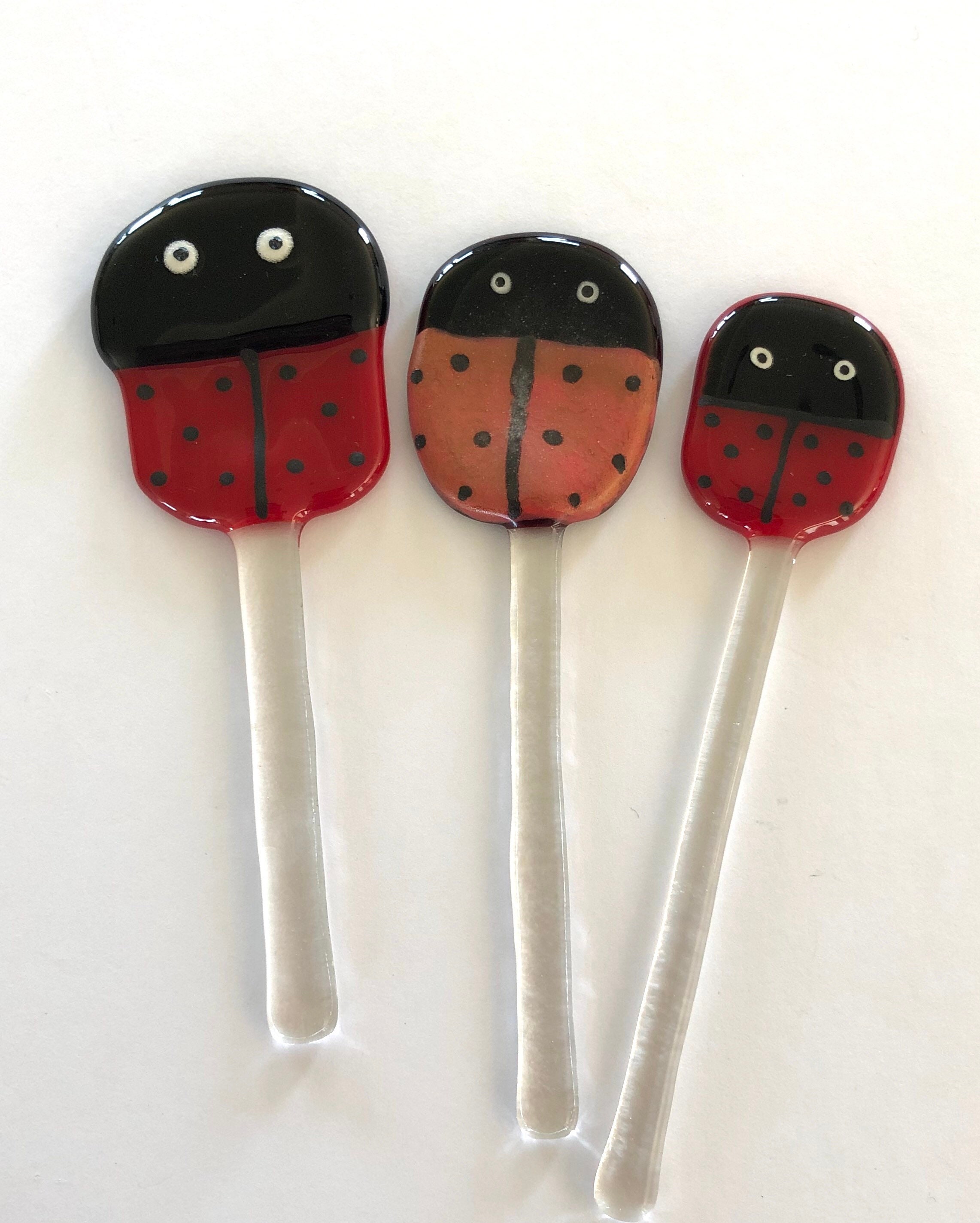 Fused Glass Ladybug Garden Decoration - Fused Glass Plant Stakes, Fused ...