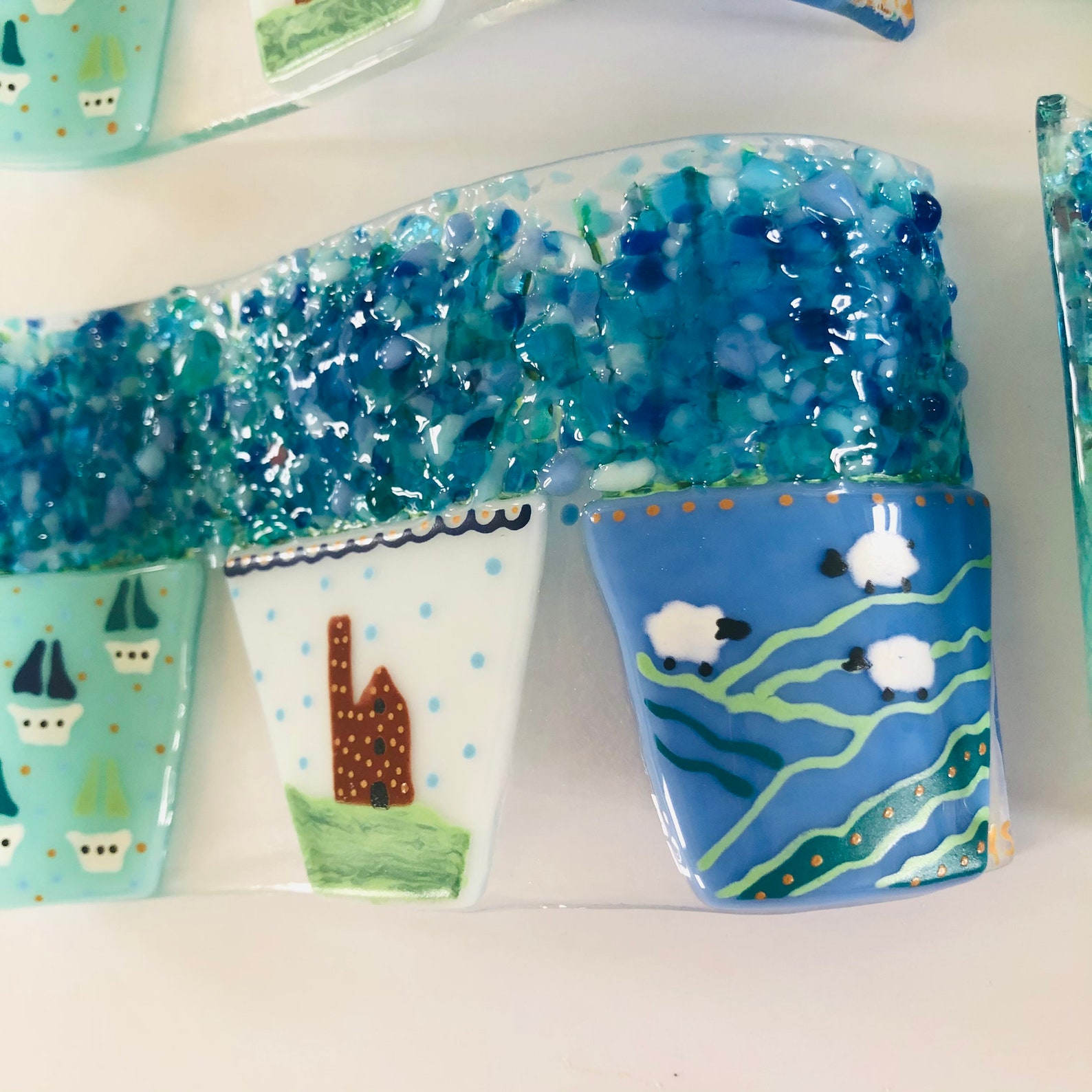 Fused Glass Cornish Art Freestanding Wave Fused Glass | Etsy