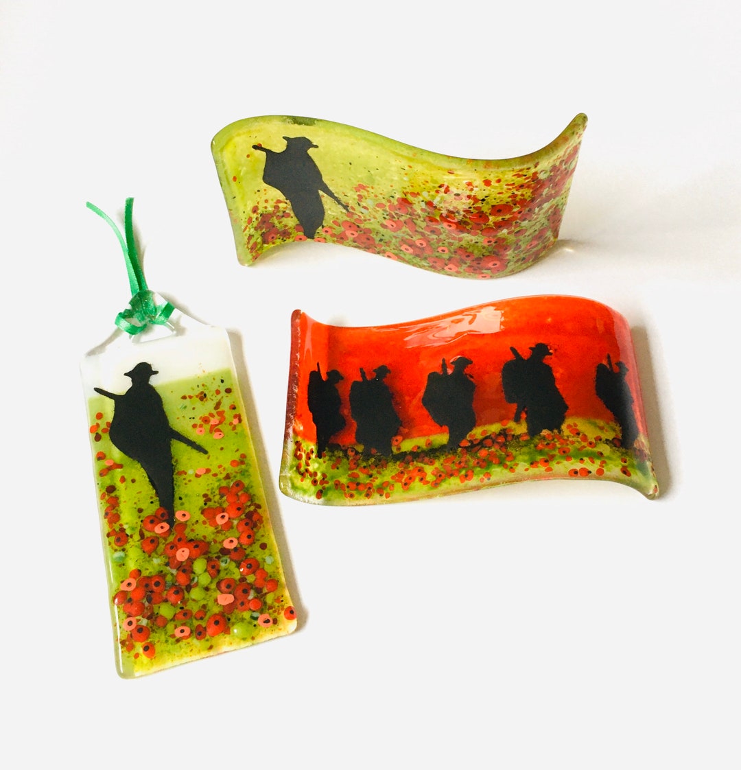 Fused Glass Soldier Poppy Memorial Gift - Fused Glass Art, Cornish ...