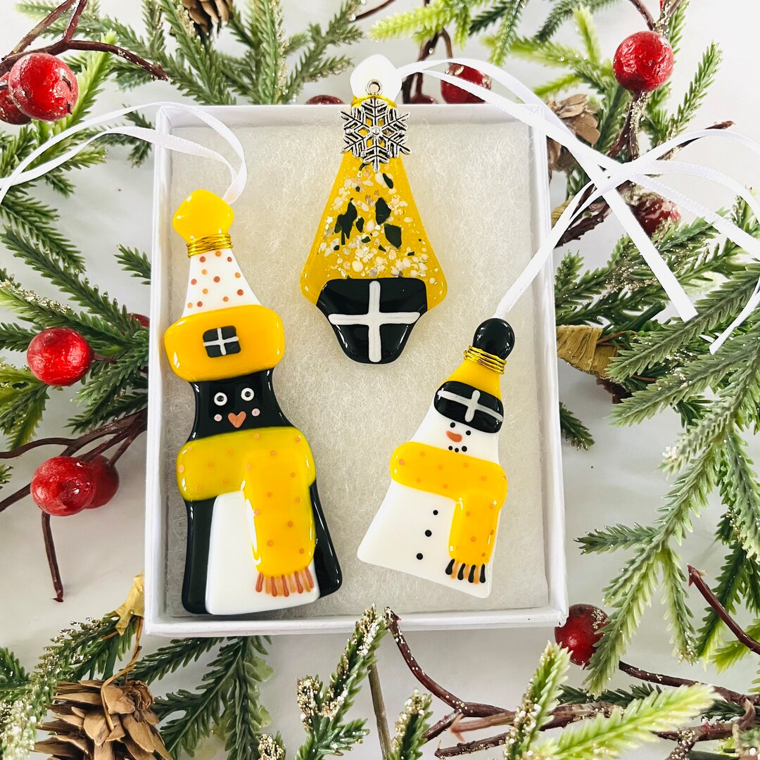 Fused Glass Cornish Christmas Decoration Box Set, Fused Glass Penguin ...
