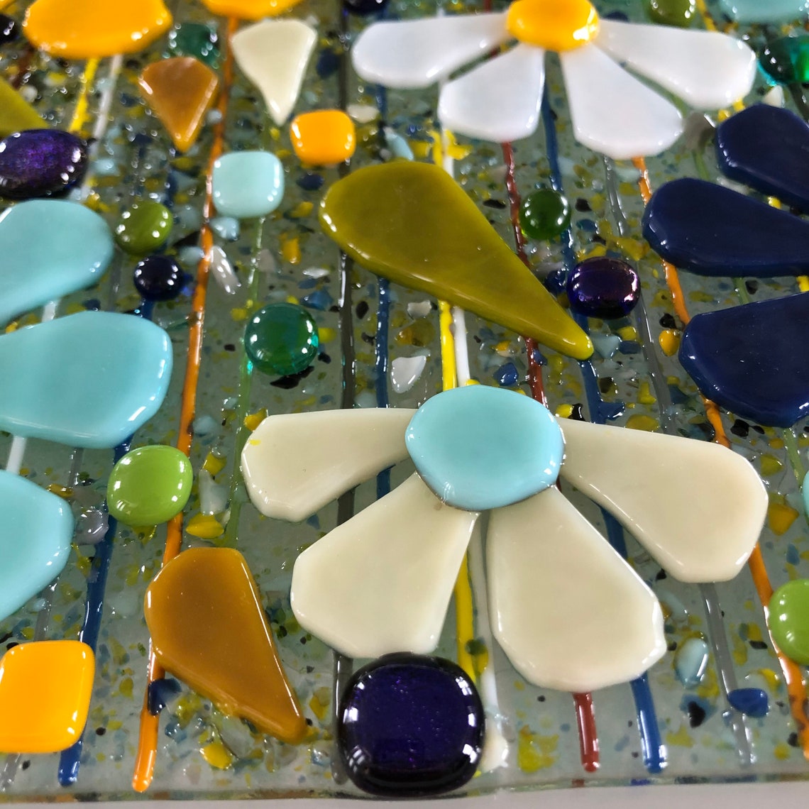 Fused Glass Flowers Summer Art - Fused Glass, Cornish Fused Glass ...