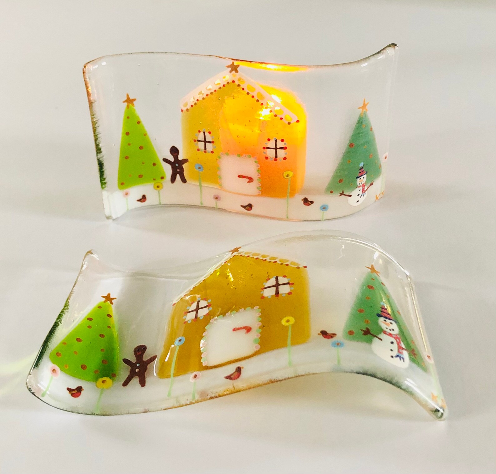 Fused Glass Gingerbread House Christmas Decoration Fused | Etsy UK