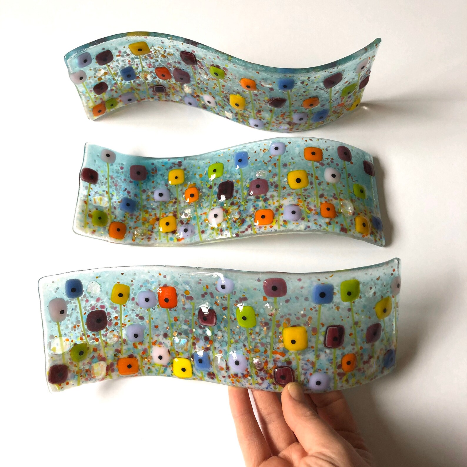 Fused Glass Flowers Art Fused Glass Wave Cornish Fused | Etsy