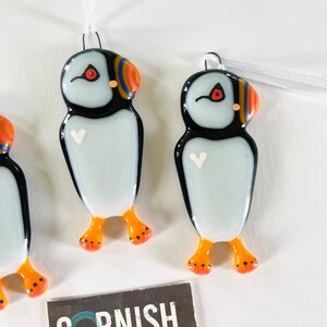Fused Glass Cute Puffin Hanging Decoration Cornish Fused Glass, Fused ...