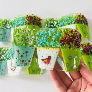 Fused Glass Robin Memorial Wave, Cornish Fused Glass, Fused Glass ...