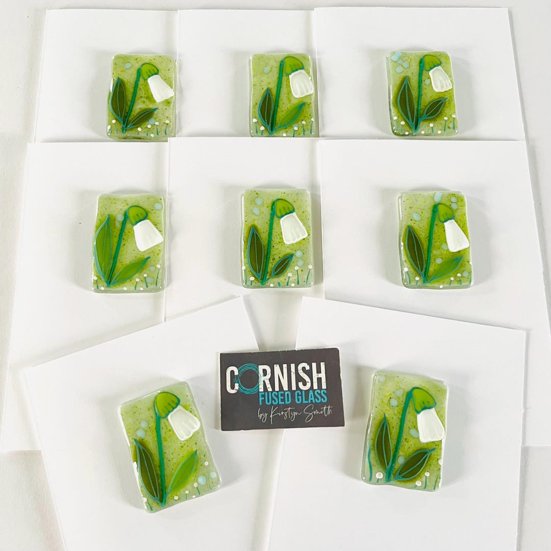 Fused Glass Snowdrop Art Thank You Greetings Card - Fused Glass Flower ...