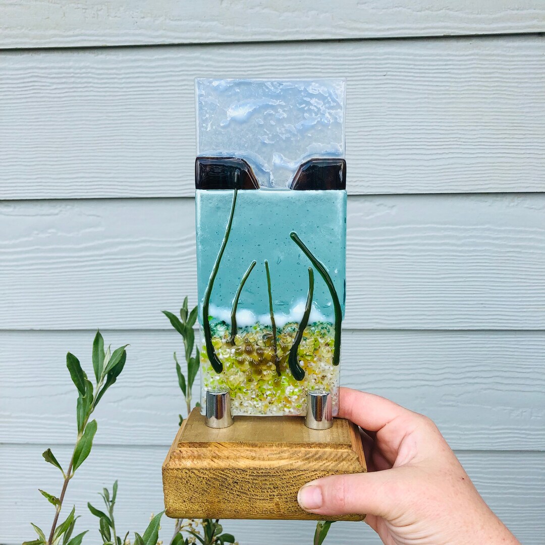 Fused Glass Cornish Coast Freestanding Panel, Fused Glass Art, Cornish ...