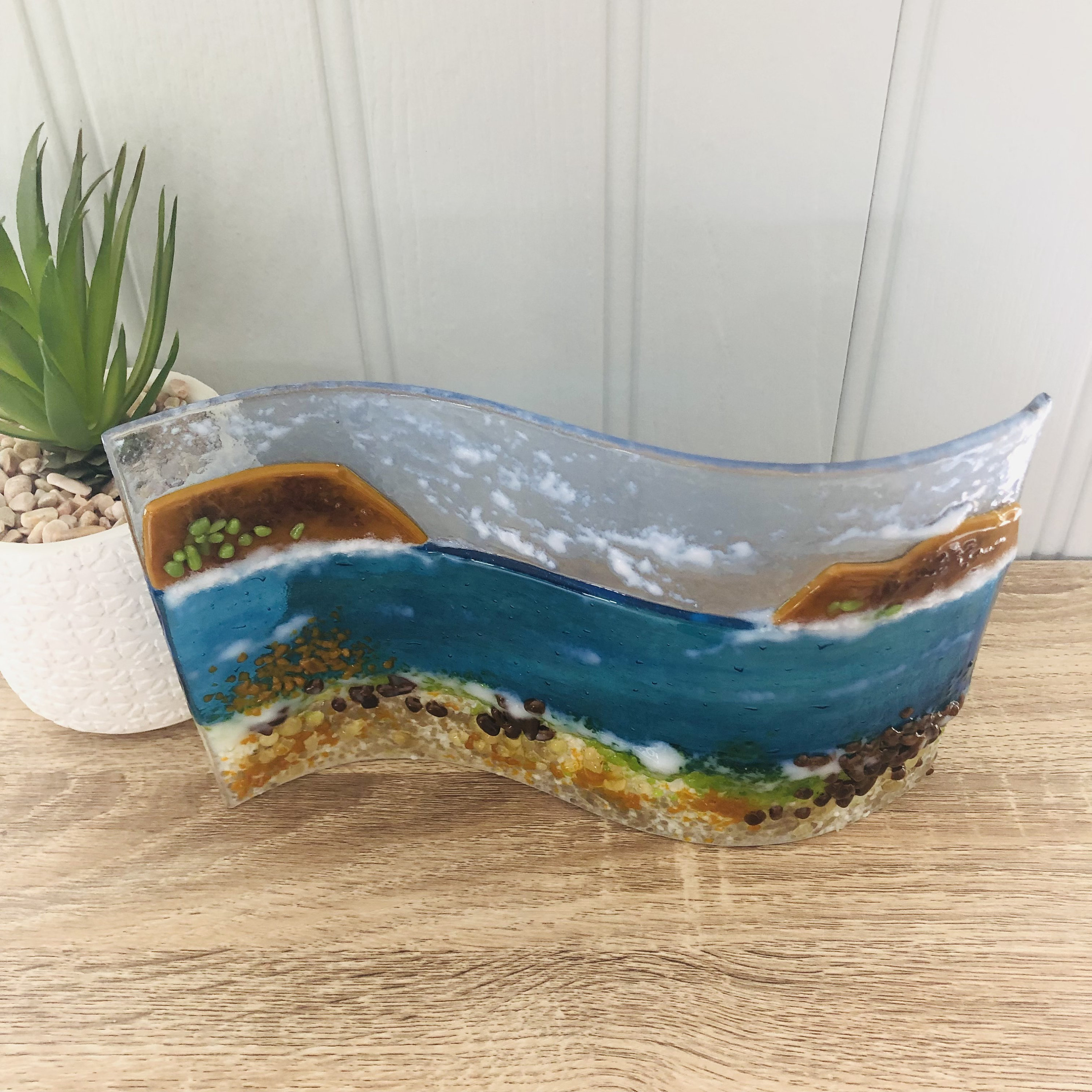 Fused Glass Beautiful Coastal Wave Fused Glass Art Cornish - Etsy UK