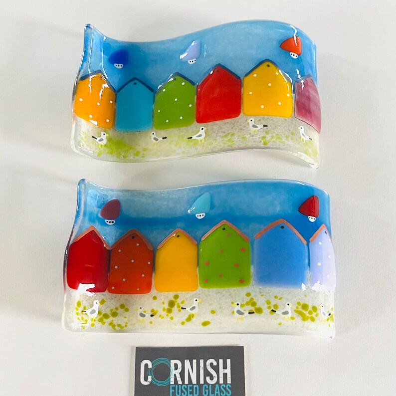 Fused Glass Art, Fused Glass Beach Hut Wave, Cornish Fused Glass - Etsy