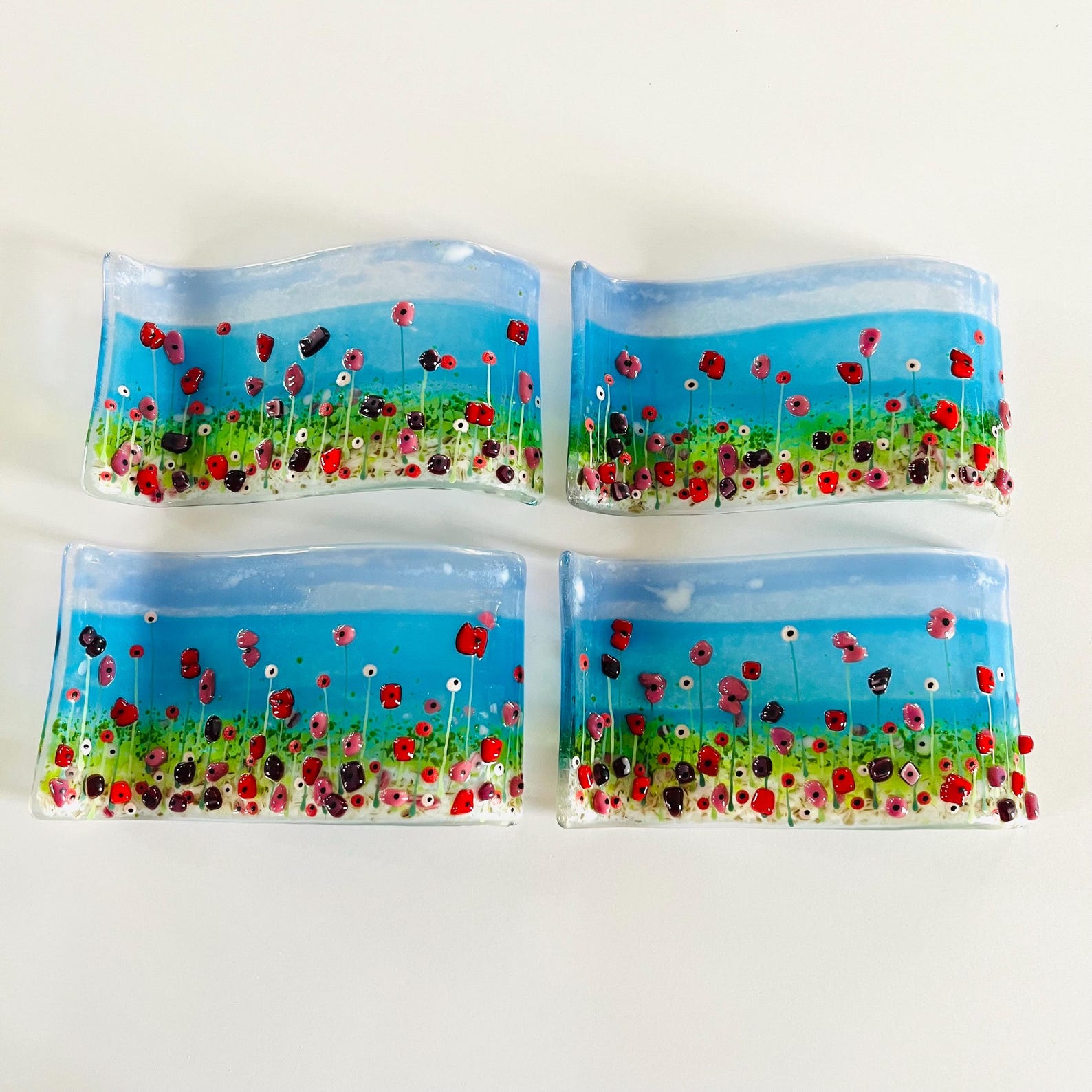 Fused Glass Cornish Thrift Coastal Floral Wave, Cornish Fused Glass ...