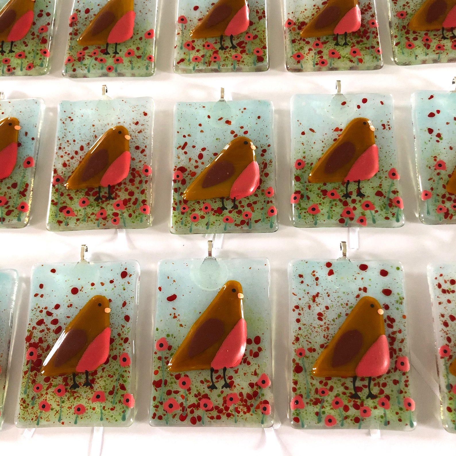 Fused Glass Cute Robin Christmas Decoration, Christmas Decorations ...