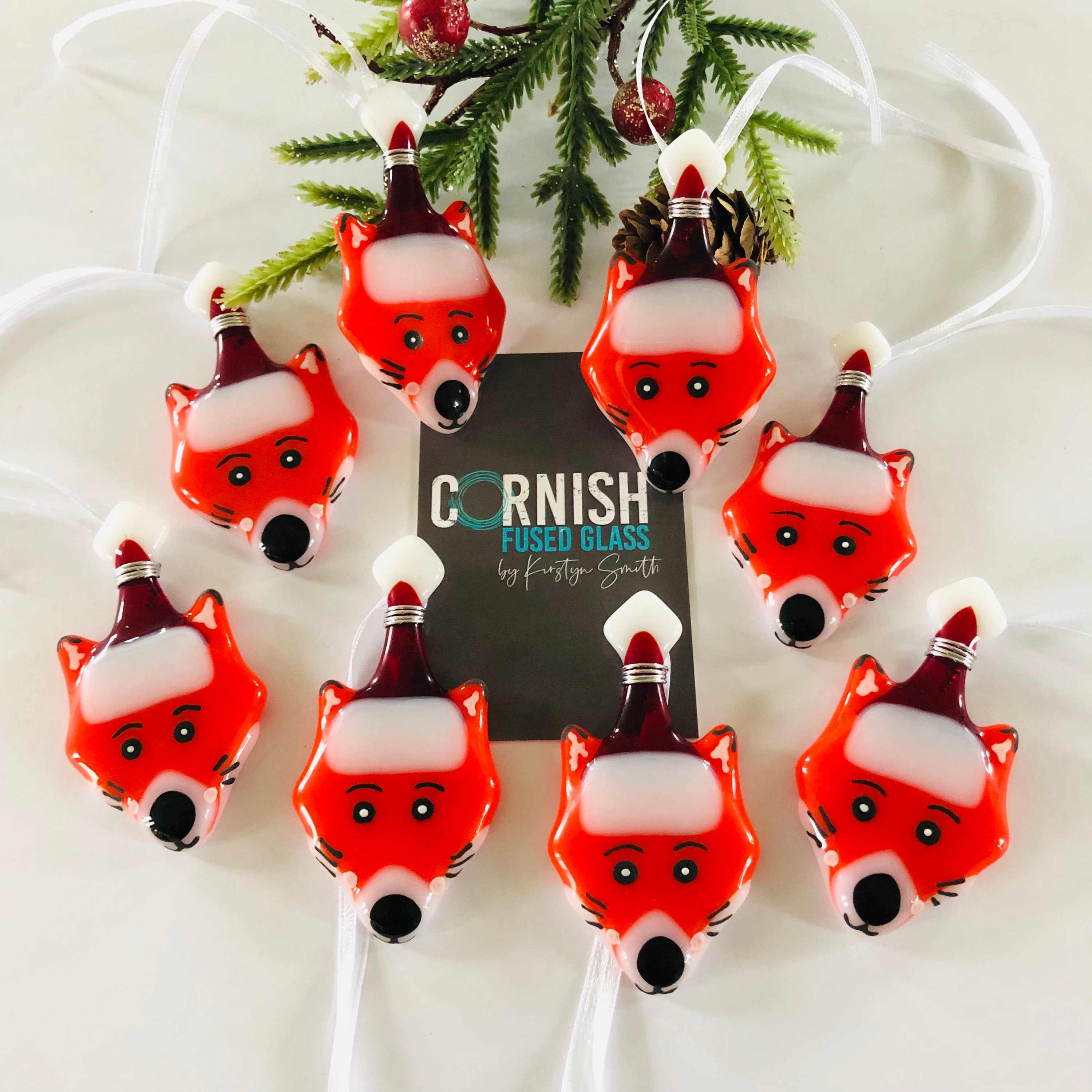 Fused Glass Christmas Fox Decoration Tree Decoration - Etsy UK